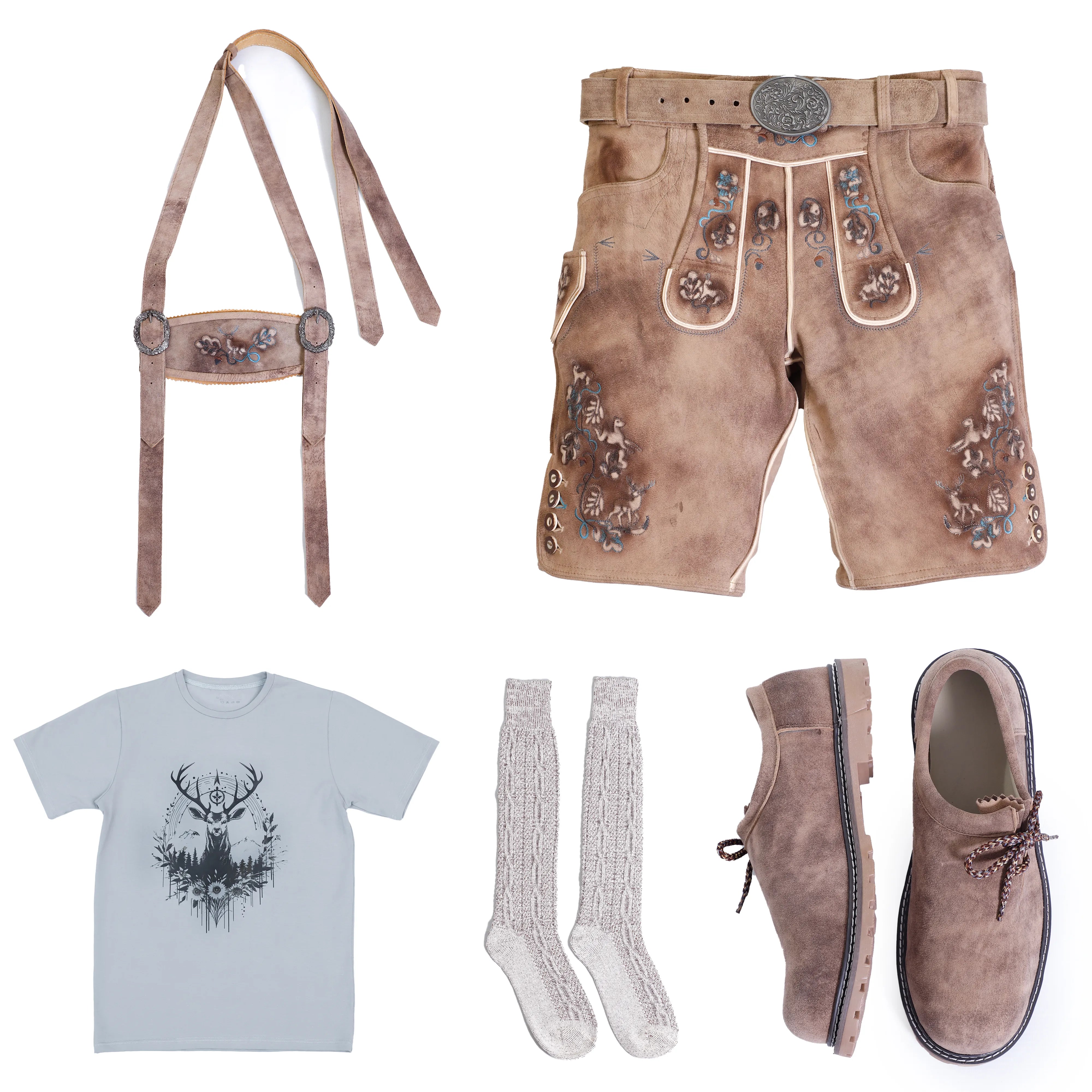Smoke Gray Lederhosen Outfit Set