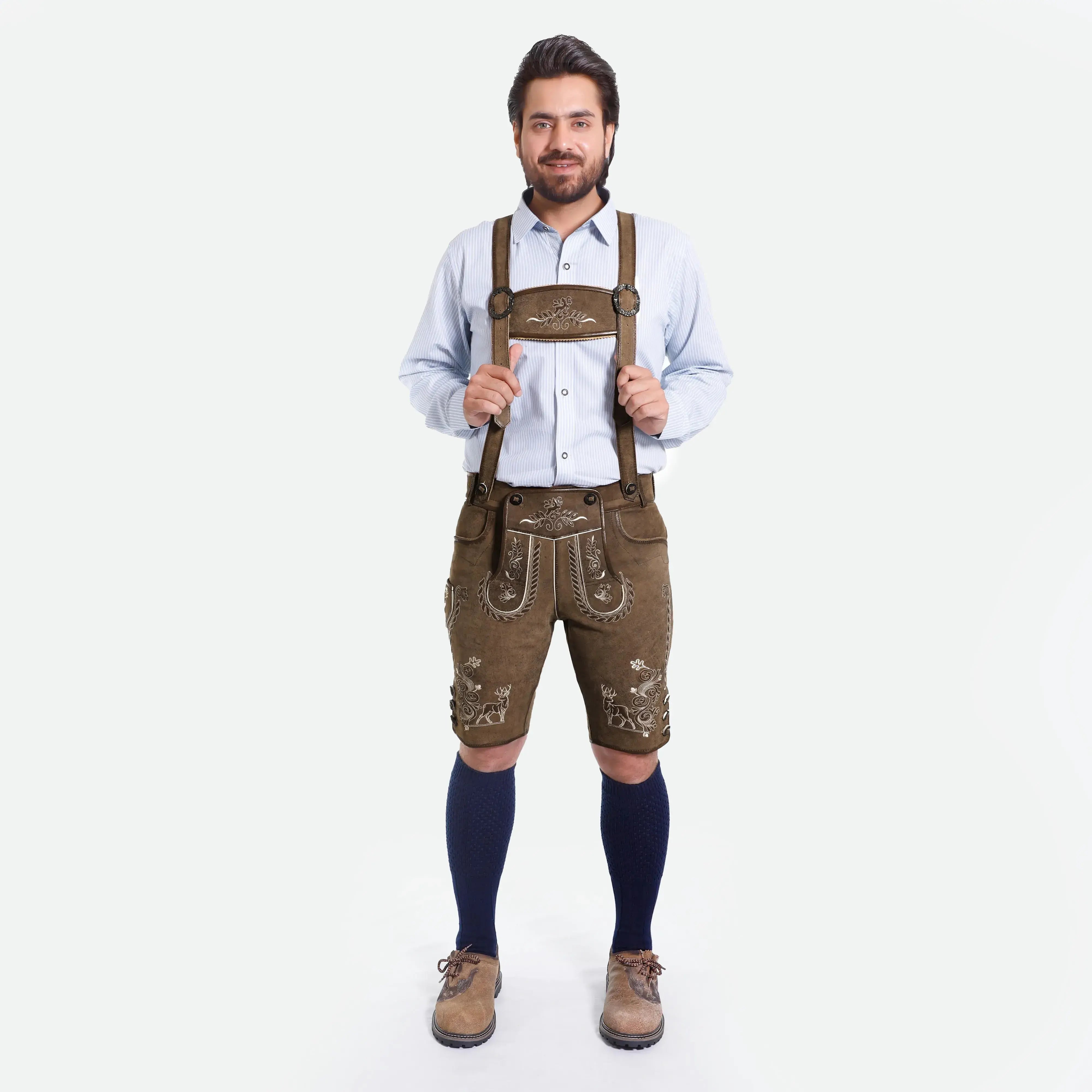 Trachten Style Wild Brown Lederhosen with Suspenders